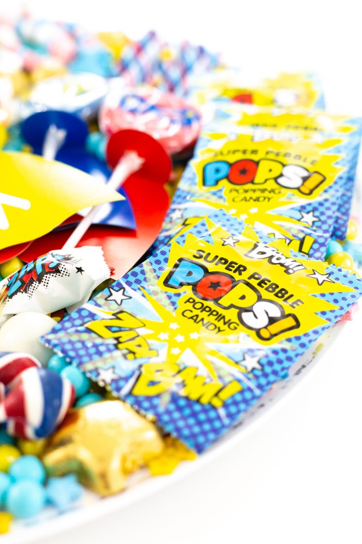 Superhero Candy Charcuterie Board