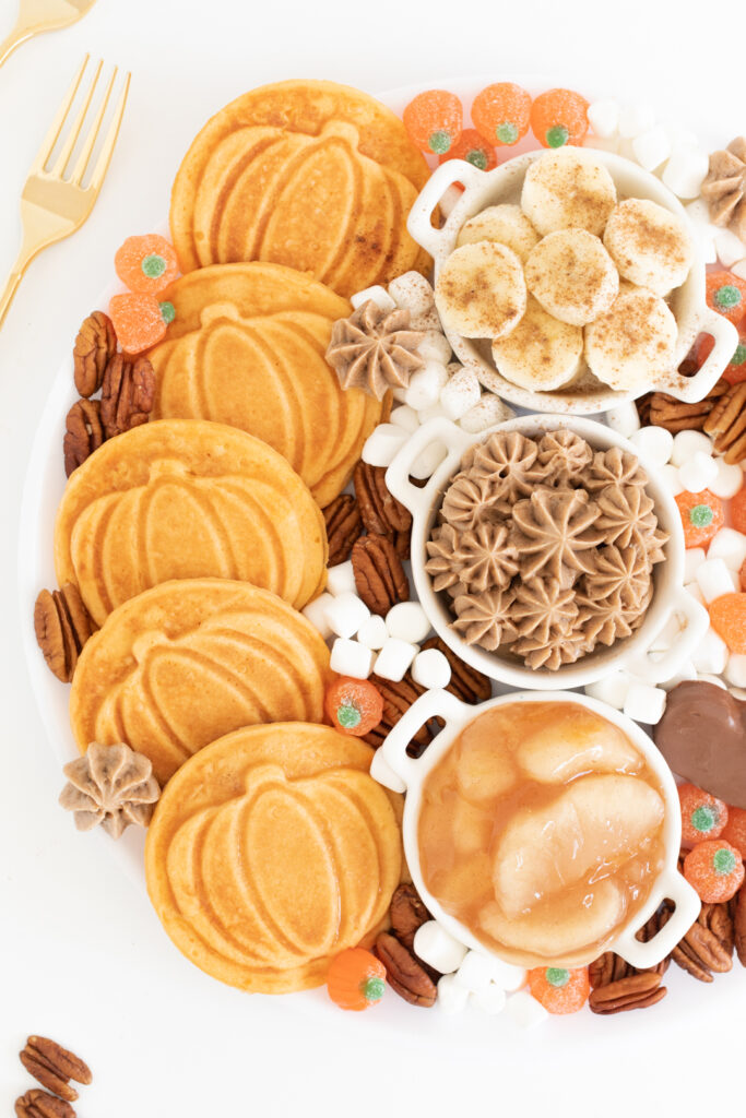 Fall Brunch Board with Pumpkin Shaped Waffles | Cutefetti