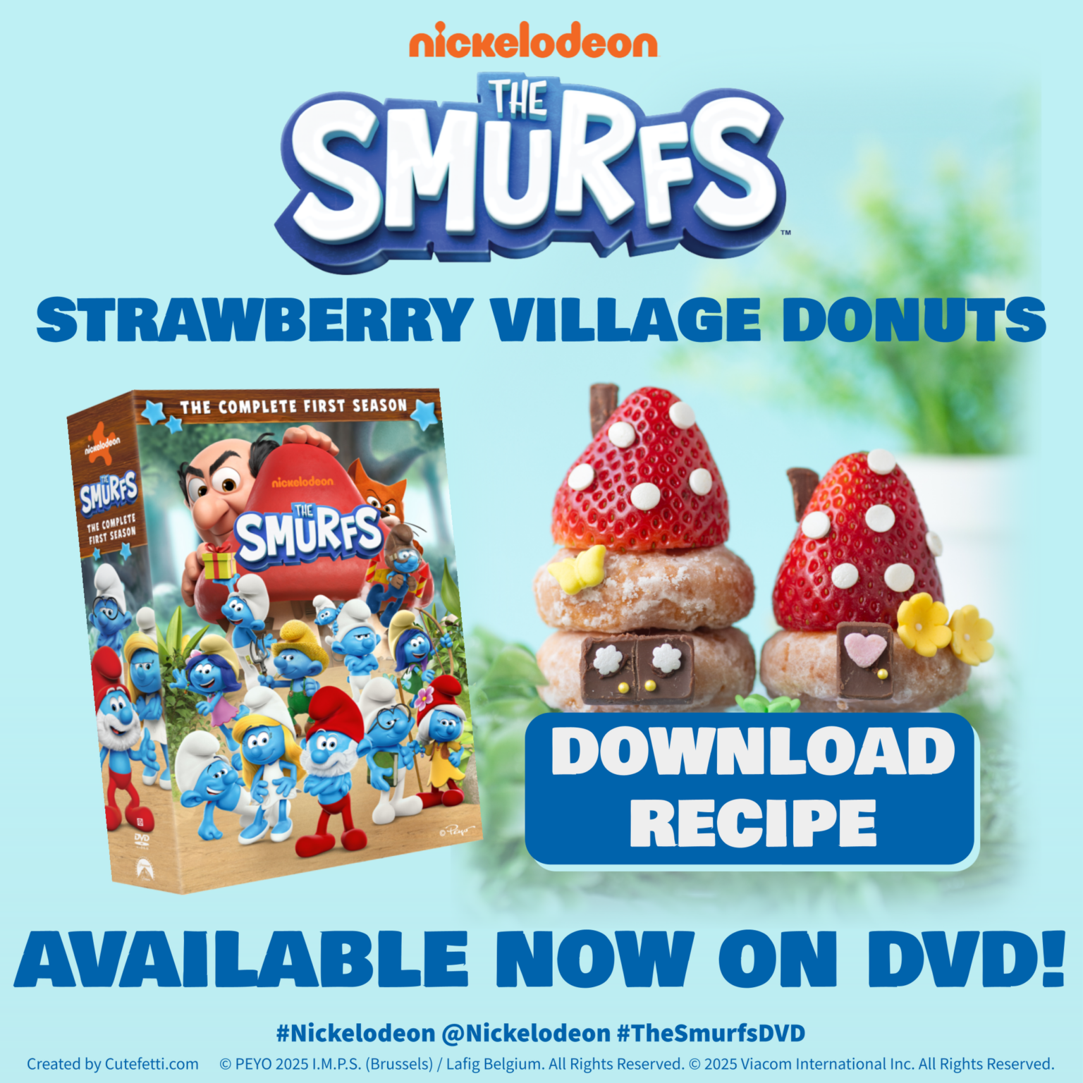 Make Smurf Inspired Strawberry Village Donuts Now
